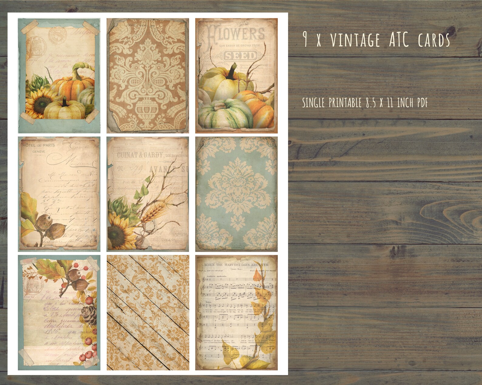 Fall Junk Journal Kit, Printable, Autumn, Thanksgiving, Vintage ...