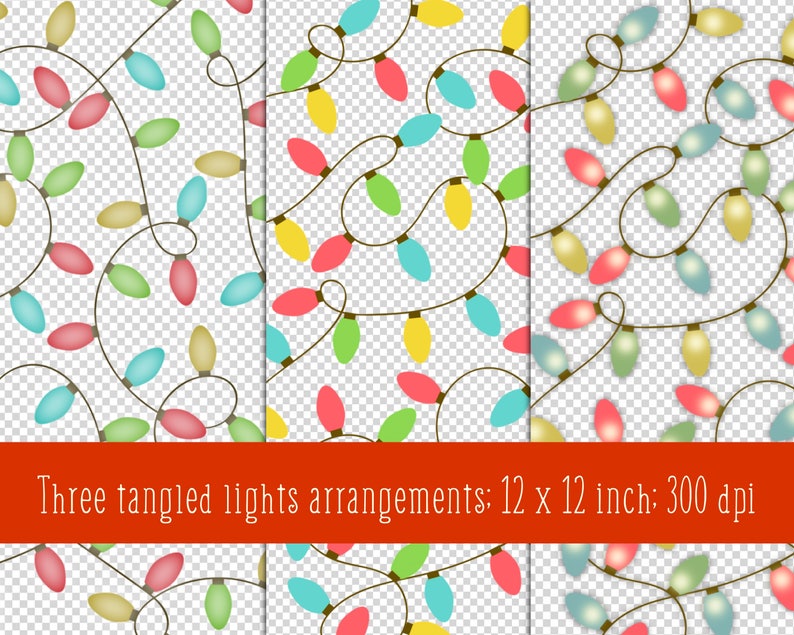 Christmas Lights Clipart, Digital Christmas Lights, Strings of Lights ...