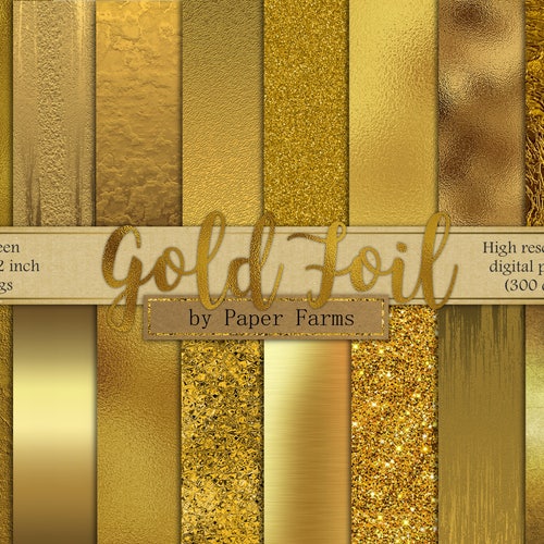 Gold Digital Paper Gold Foil Scrapbook Paper Metallic Gold - Etsy