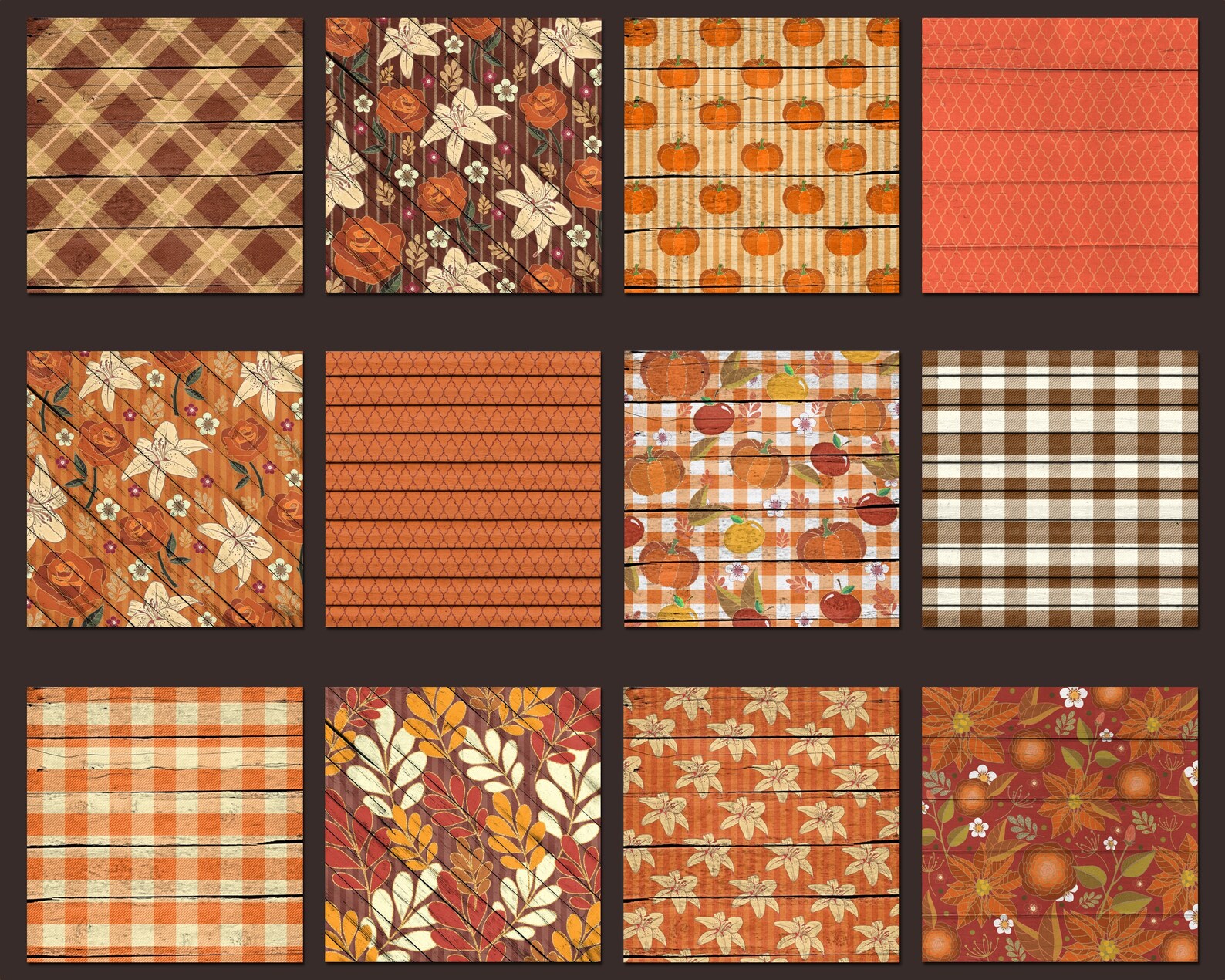 Rustic Thanksgiving Digital Paper Thanksgiving Wood Patterns - Etsy