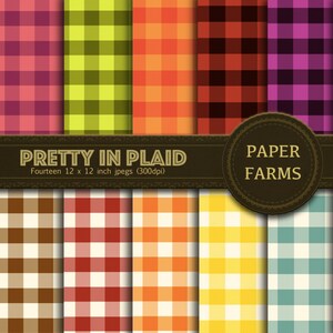 Gingham Digital Paper, Plaid Digital Paper, Gingham Scrapbook Paper ...