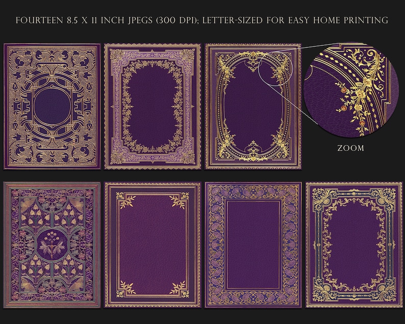 Gilded Book Cover, Digital Paper, Scrapbook Paper, Backgrounds, Junk ...