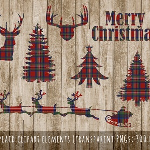 Lumberjack Christmas, Clipart, Chalkboard, Plaid, Rustic Christmas ...