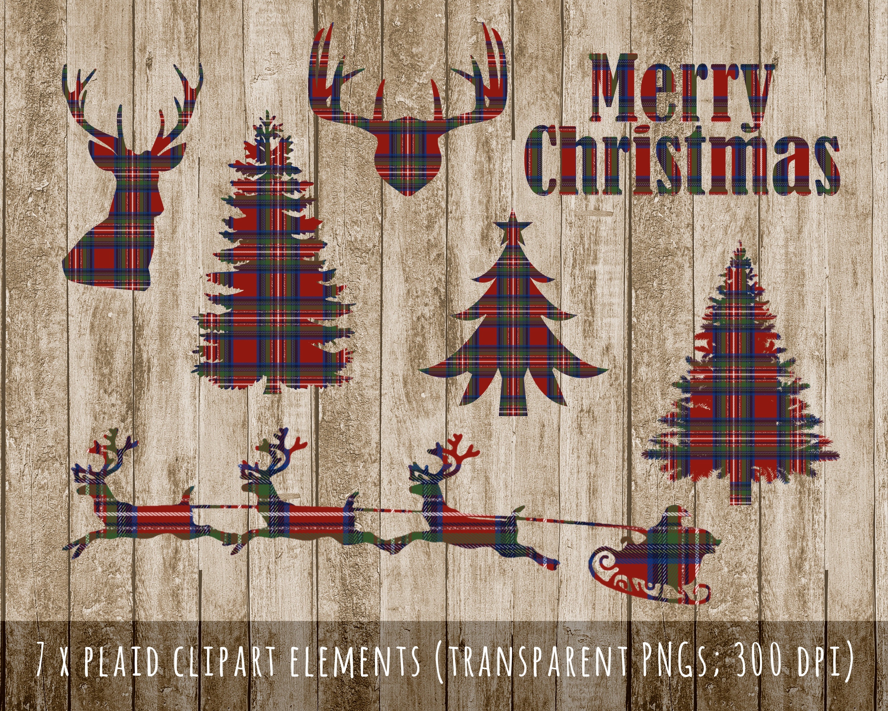 Lumberjack Christmas, Clipart, Chalkboard, Plaid, Rustic Christmas ...