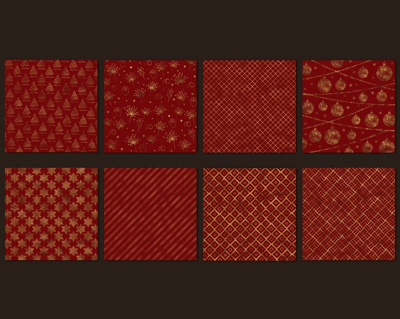 Red Gold, Gold Red, Christmas Digital Paper, Christmas Scrapbook Paper ...