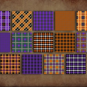 Halloween Plaid, Digital Paper, Scrapbook Paper, Background, Textures ...
