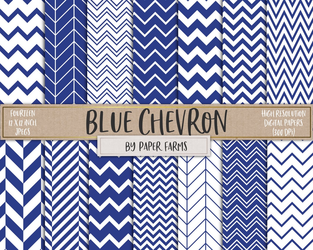 Blue Chevron, Digital Paper, Scrapbook Paper, Geometric, Blue, Blue ...