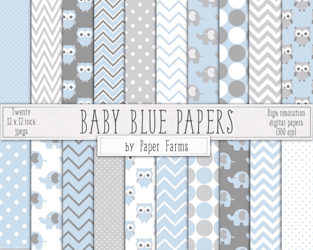 Baby Blue Digital Paper, Blue, Grey, Baby Boy, Digital Paper, Scrapbook ...
