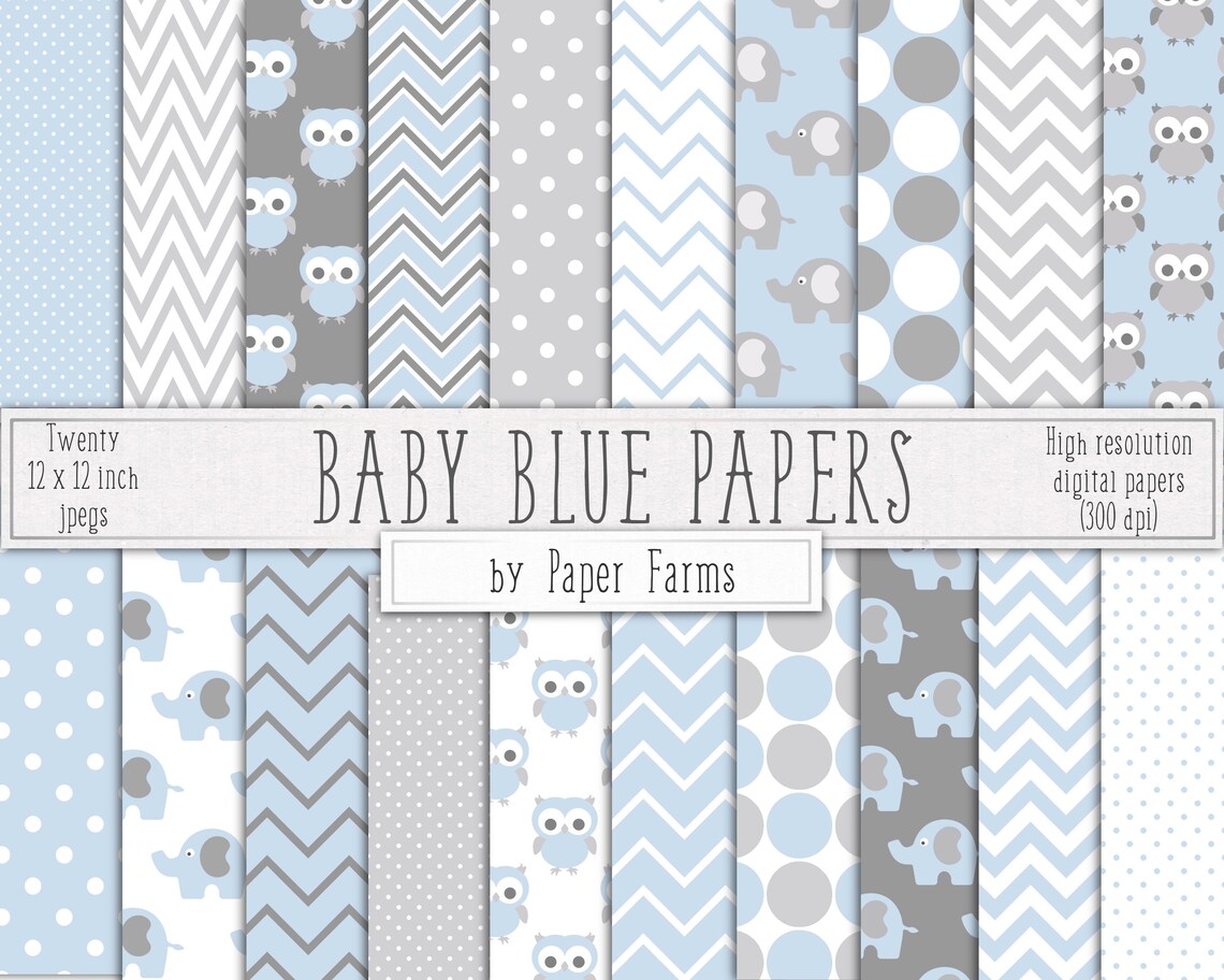 Baby Blue Digital Paper Blue Grey Baby Boy Digital Paper - Etsy