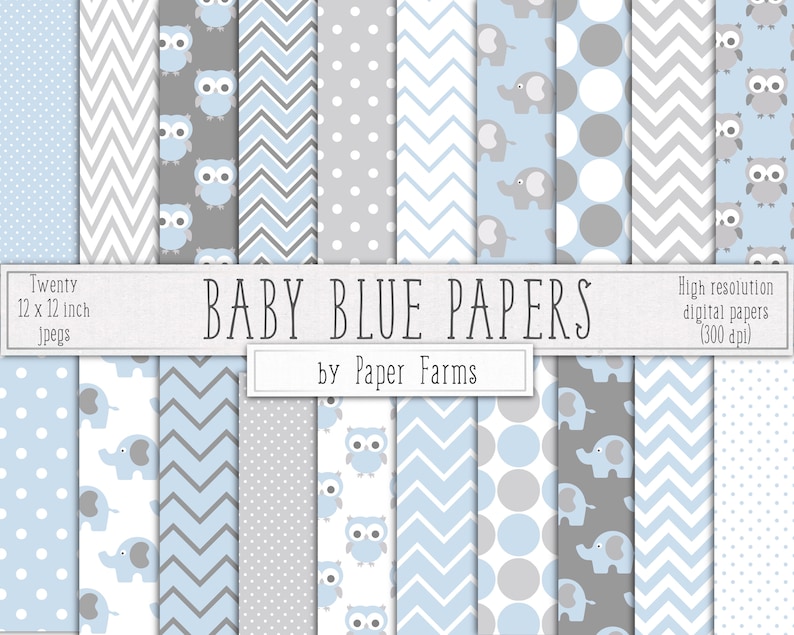 Baby Blue Digital Paper Blue Grey Baby Boy Digital Paper - Etsy