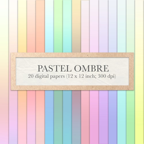 Rainbow Pastel Ombre Digital Paper Backgrounds in Soft - Etsy