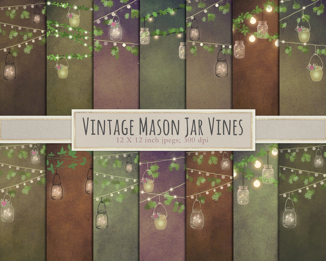 Fairy Lights Digital Paper, Fairy Lights, Scrapbook Paper, Vines, Leaf ...