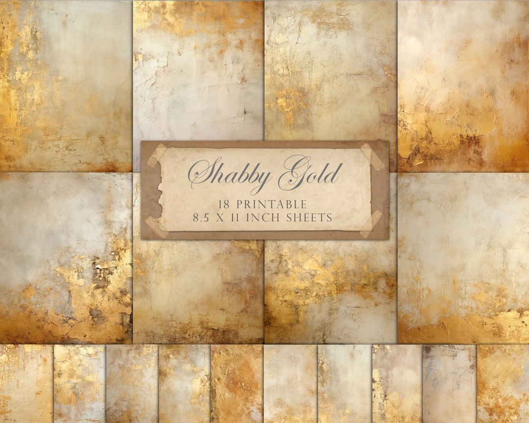 Shabby Gold Textures, Delicate Gold, Digital Paper, Scrapbook Paper ...