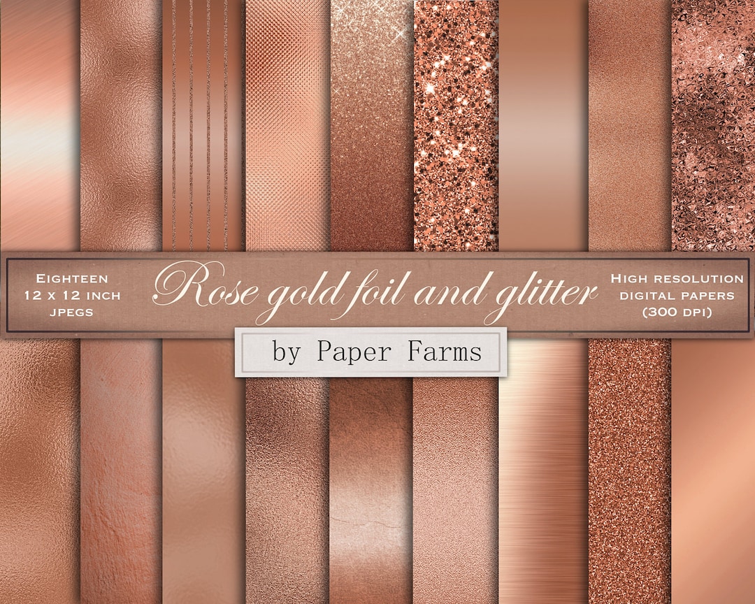 Rose Gold Digital Paper, Rose Gold Foil Digital Paper, Rose Gold ...