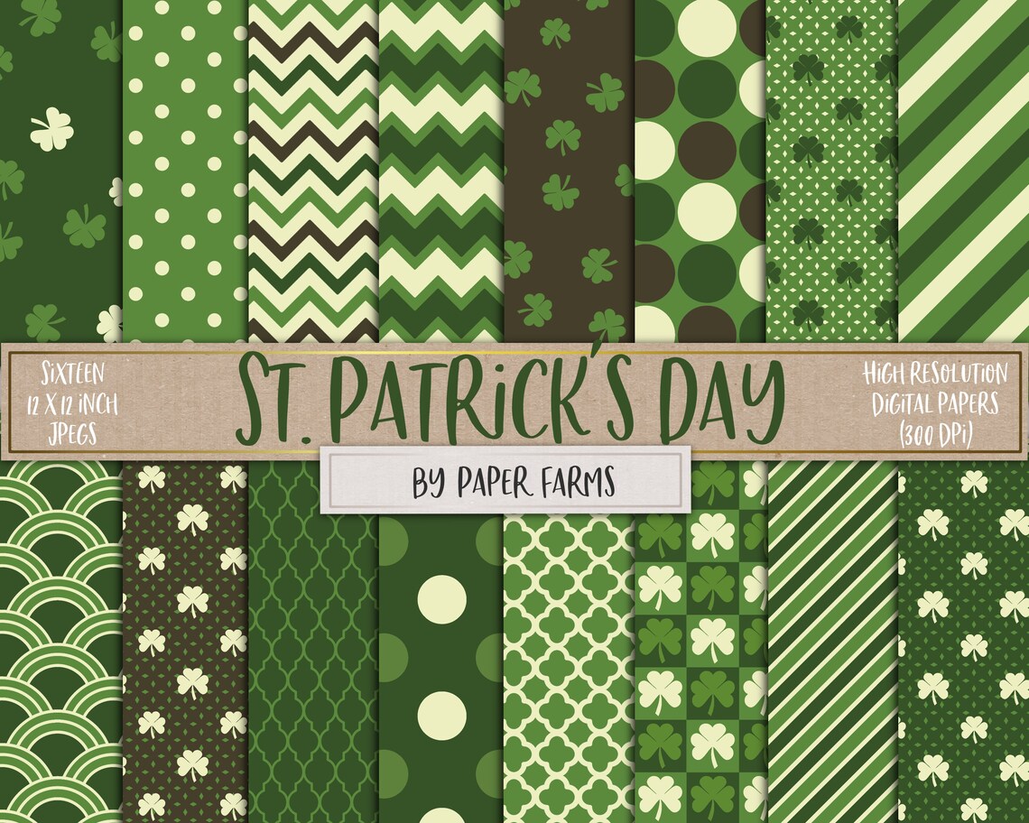 St. Patrick's Day Shamrock Digital Paper Scrapbook - Etsy