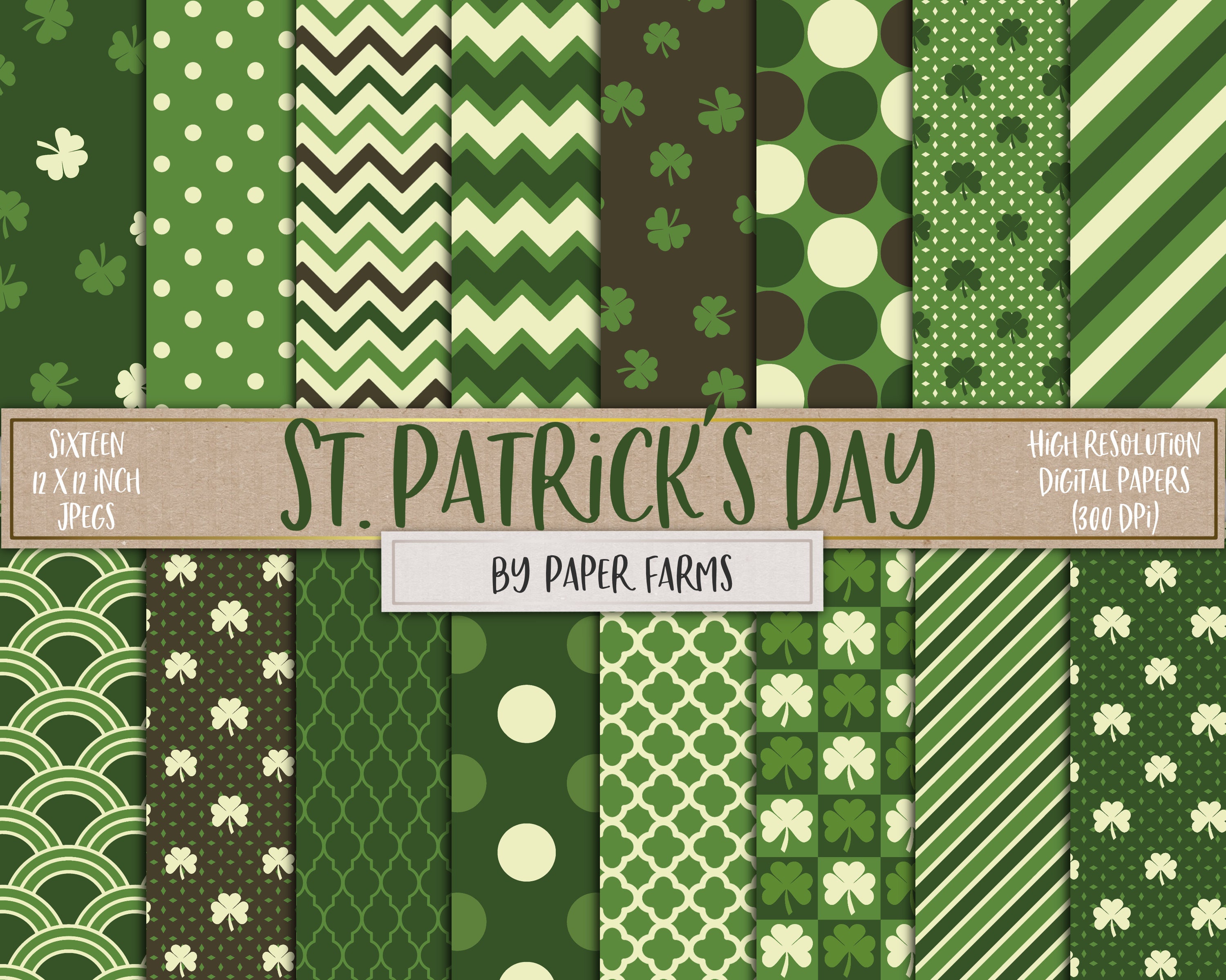 St. Patrick's Day Shamrock Digital Paper Scrapbook | Etsy