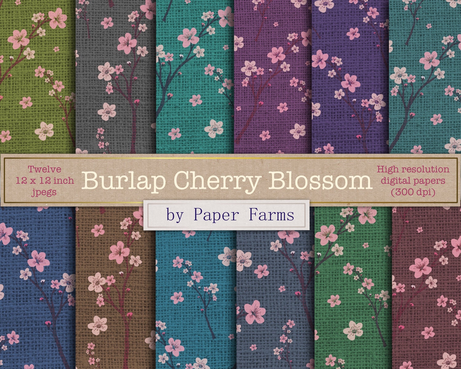 Spring Digital Paper, Spring Scrapbook Paper, Cherry Blossom, Floral ...