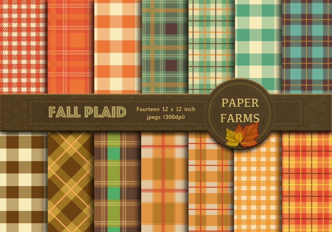 Fall Digital Paper, Autumn Digital Paper, Fall Plaid Digital Paper ...