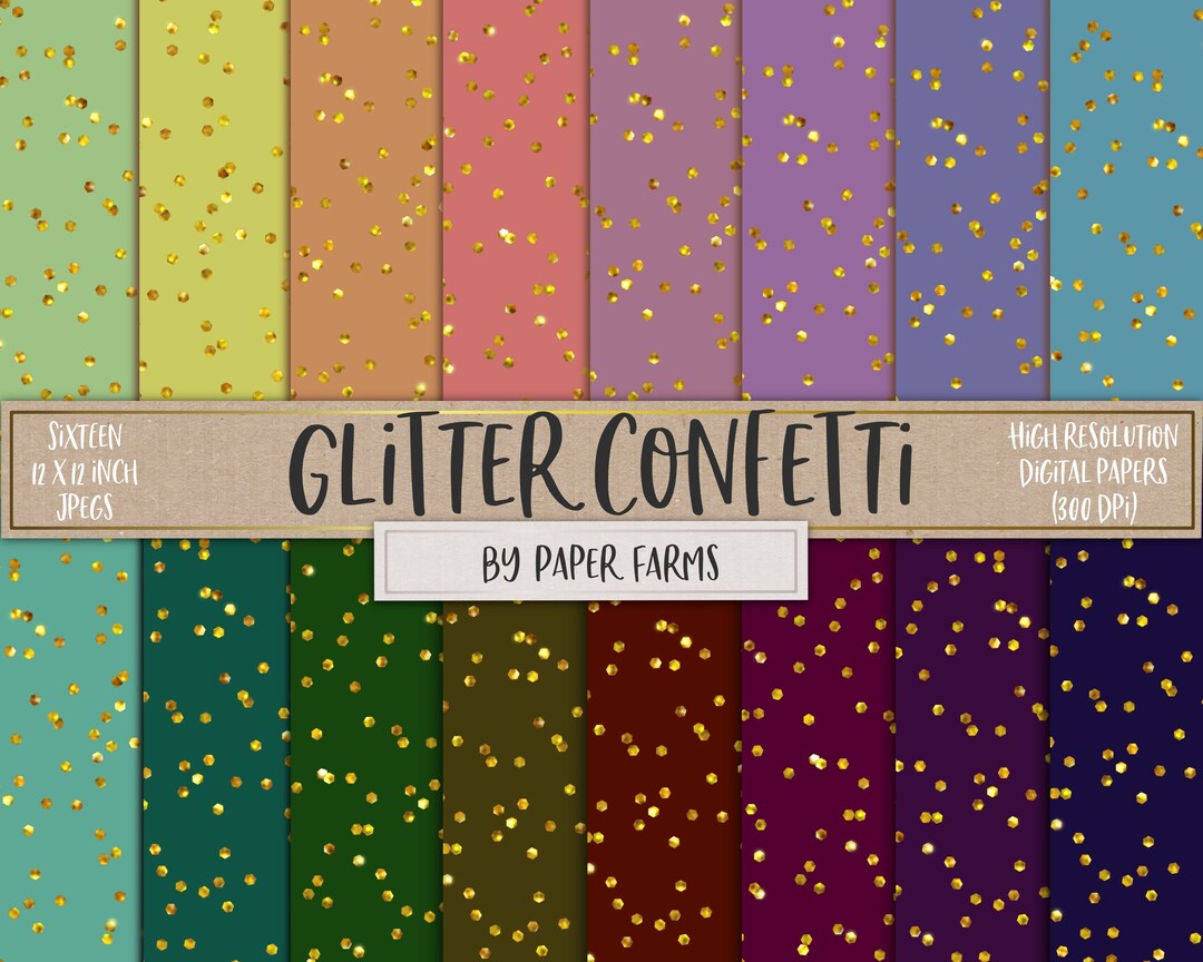 Gold Confetti Digital Paper, Gold Confetti Scrapbook Paper, Glitter ...