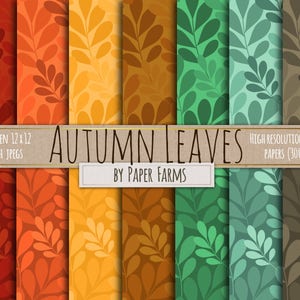 Fall Leaves Digital Paper, Leaf Digital Paper, Fall Leaves Scrapbook ...