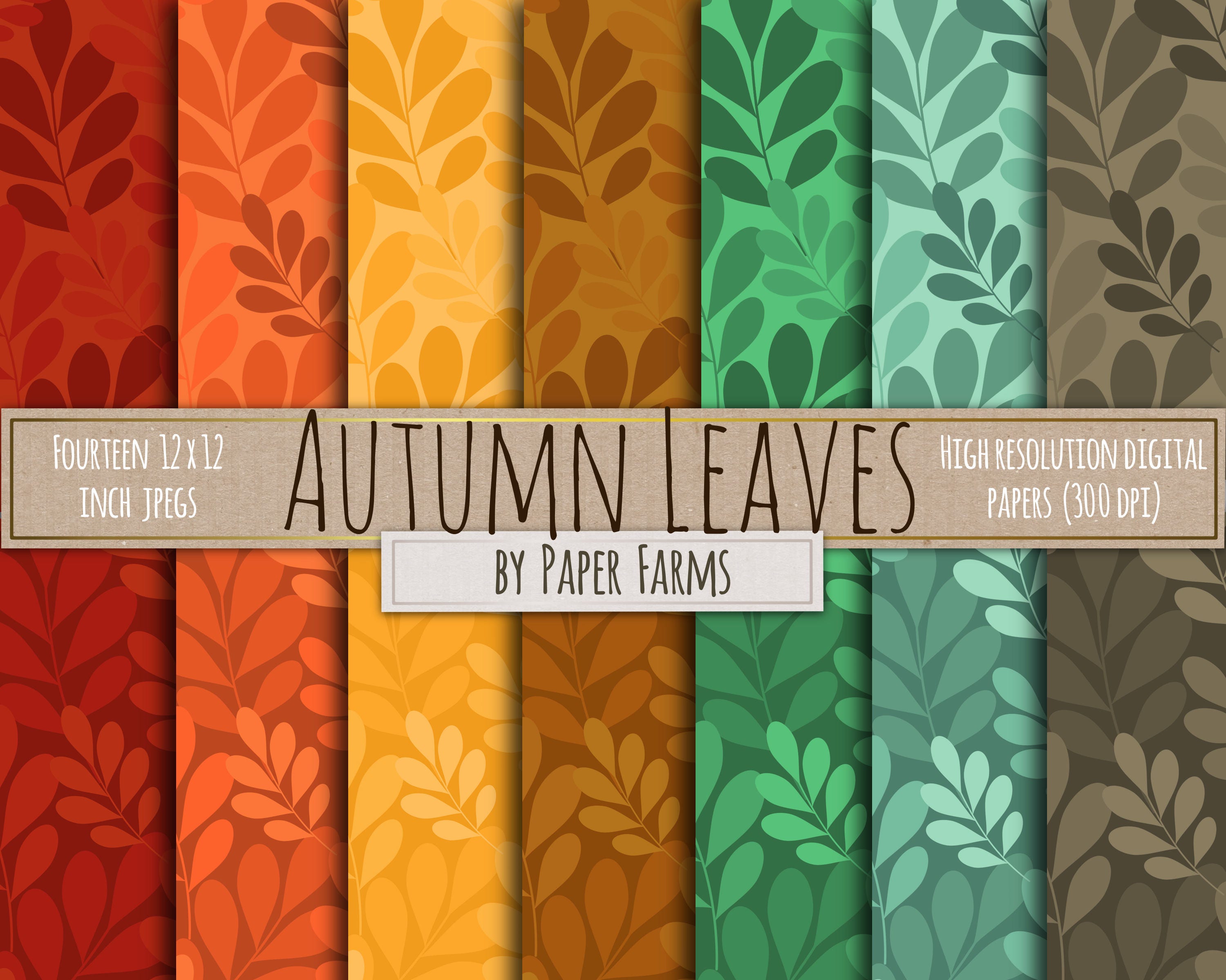 Fall Leaves Digital Paper Leaf Digital Paper Fall Leaves - Etsy