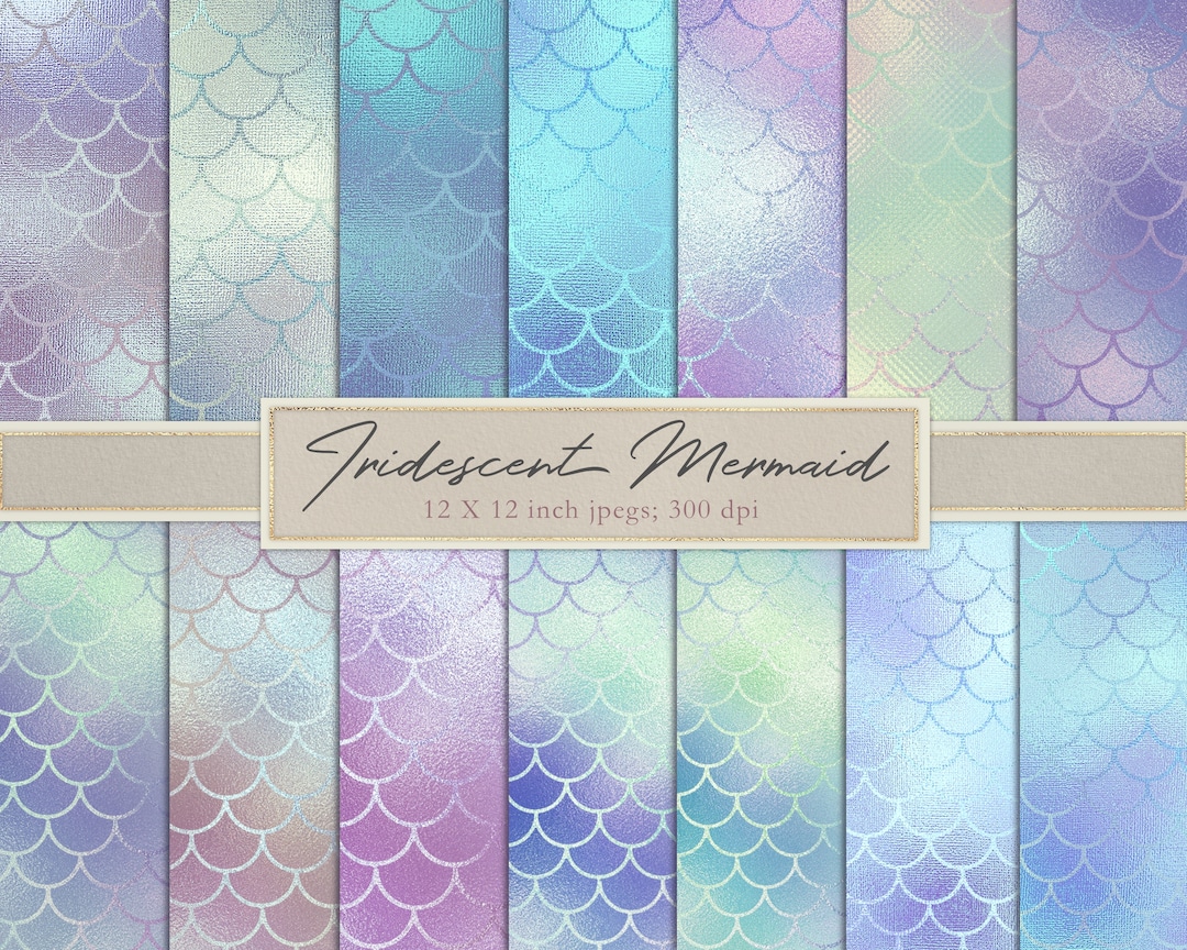 Iridescent Mermaid Scales, Digital Paper, Scrapbook Paper, Backgrounds ...