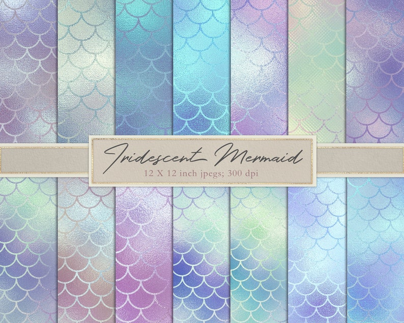 Iridescent Mermaid Scales Digital Paper Scrapbook Paper - Etsy