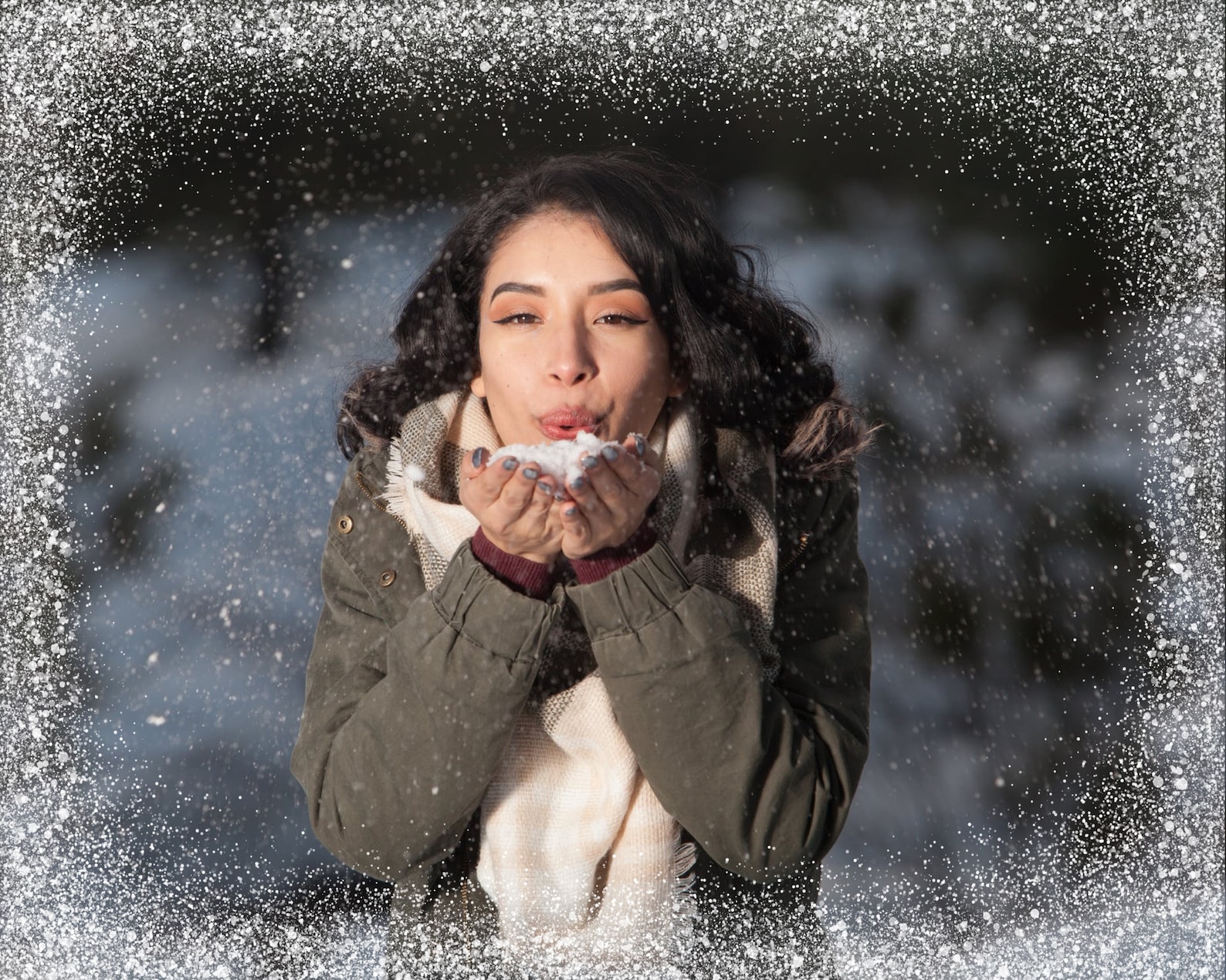 Snow Digital Border Christmas Overlays Snow Frame Border | Etsy