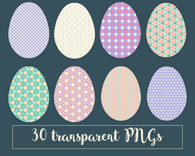 Easter Egg Clipart, Decorated Easter Eggs, Patterned Easter Eggs ...