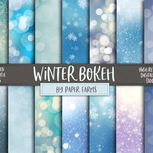 Winter Bokeh Digital Paper, Christmas Digital Paper, Winter Digital ...