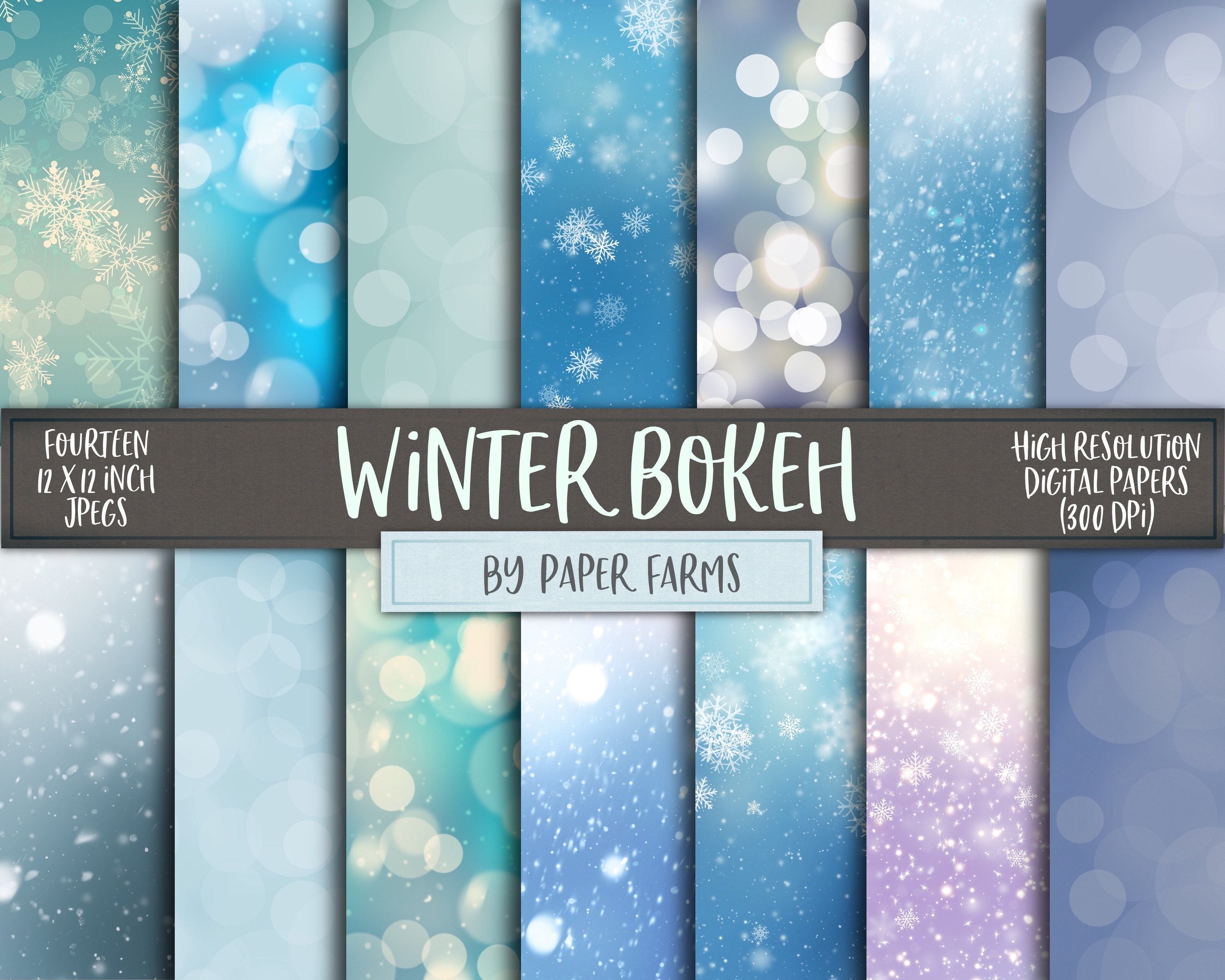 Winter bokeh digital paper Christmas digital paper winter | Etsy