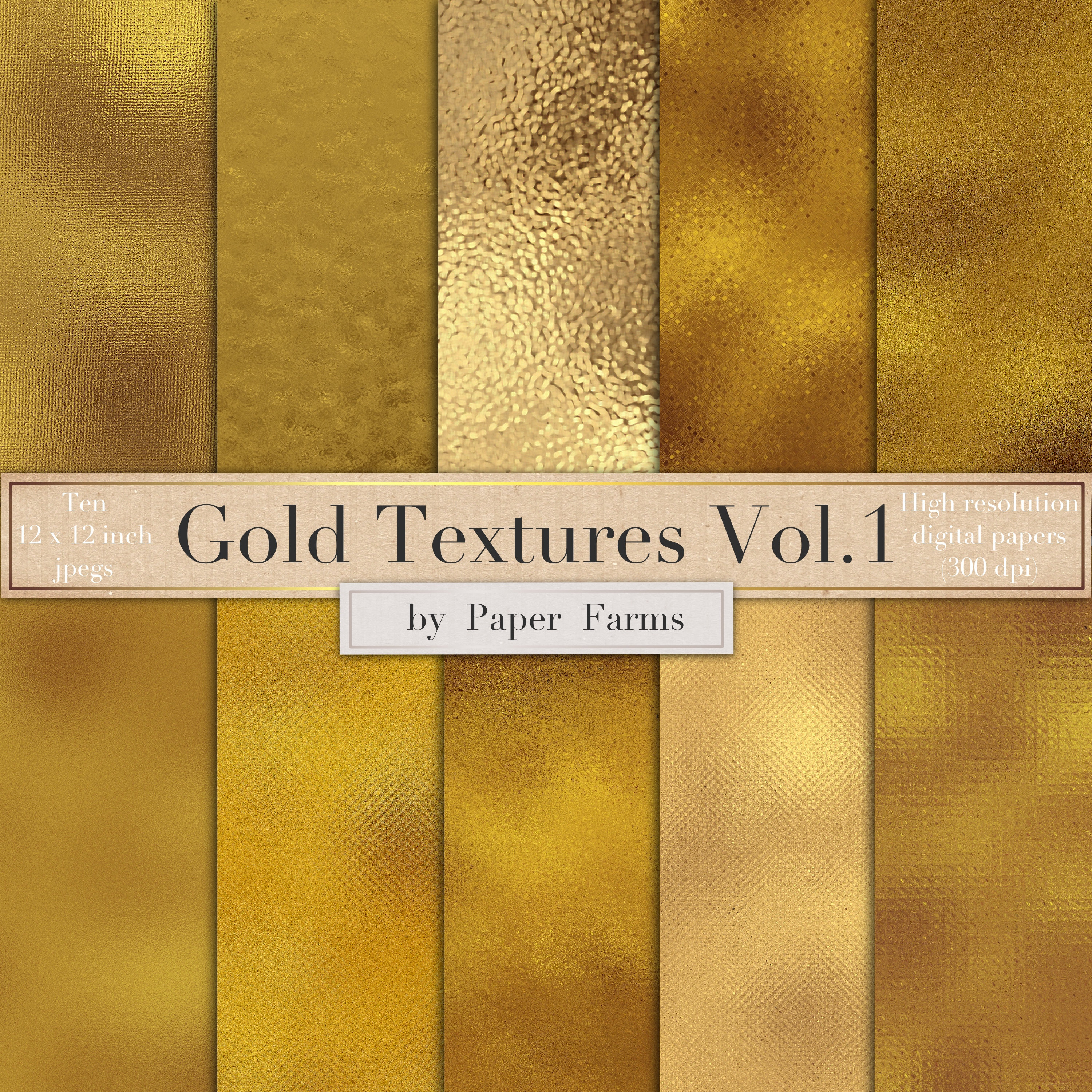 Gold foil digital paper gold foil scrapbook paper gold foil | Etsy