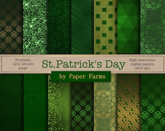 St. Patrick's Day Shamrock Digital Paper Scrapbook | Etsy