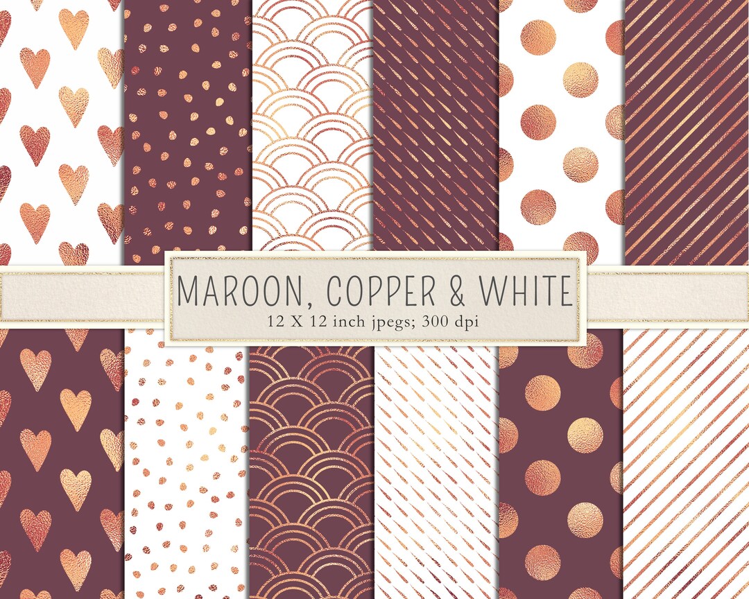 Maroon Digital Paper, Rose Gold Digital Paper, Patterns, Rose Gold Foil ...