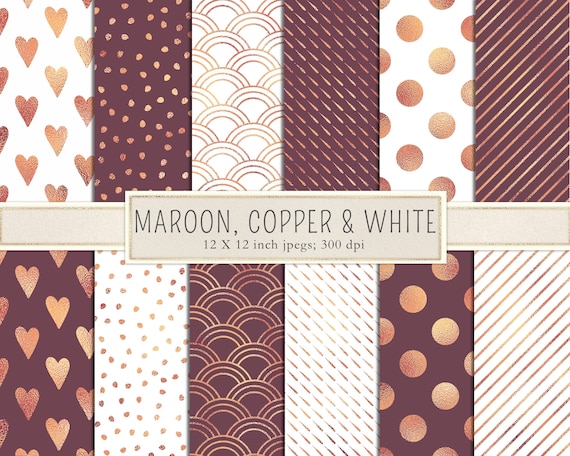 Maroon Digital Paper Rose Gold Digital Paper Patterns Rose | Etsy