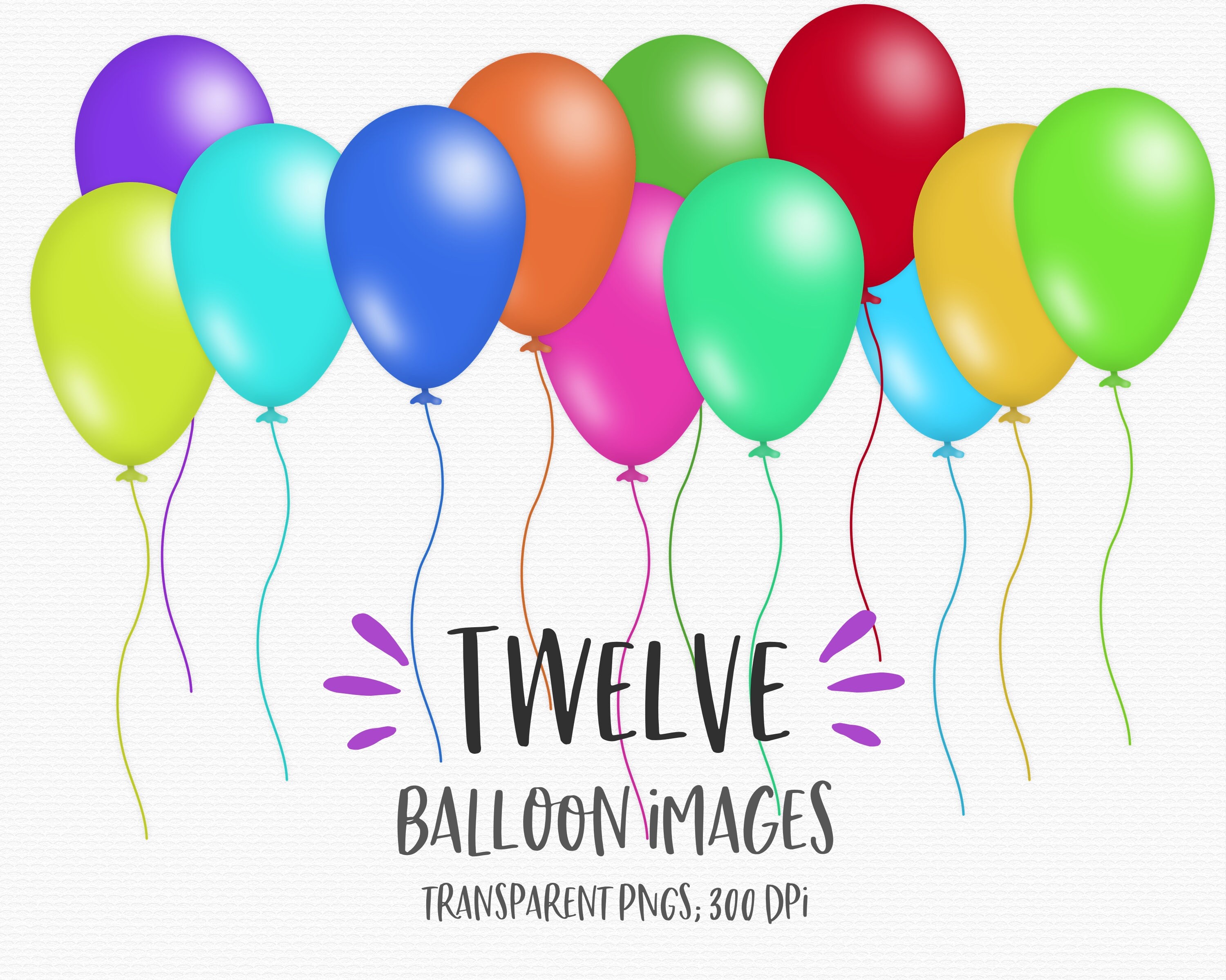 Balloon Clipart Balloons Illustrations Rainbow Colorful - Etsy