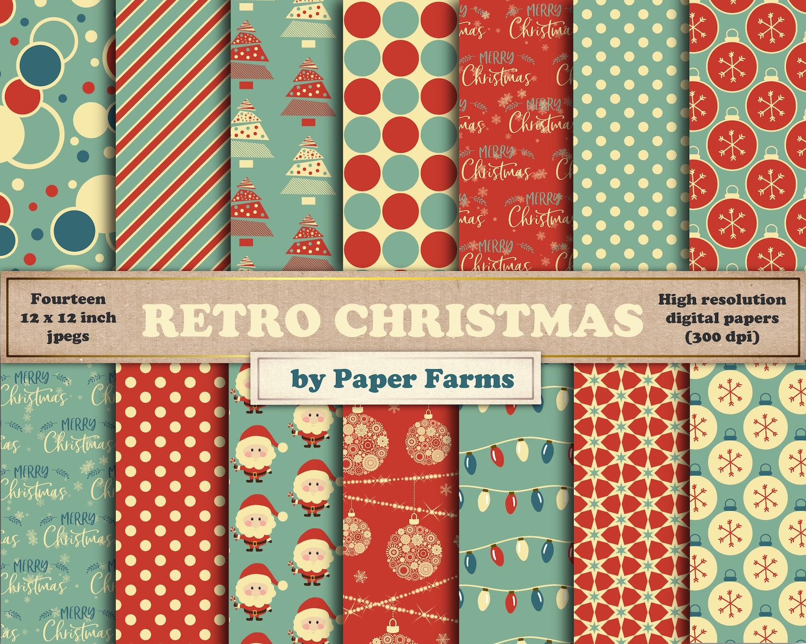 Christmas Digital Paper, Christmas Digital Scrapbook Paper, Christmas ...