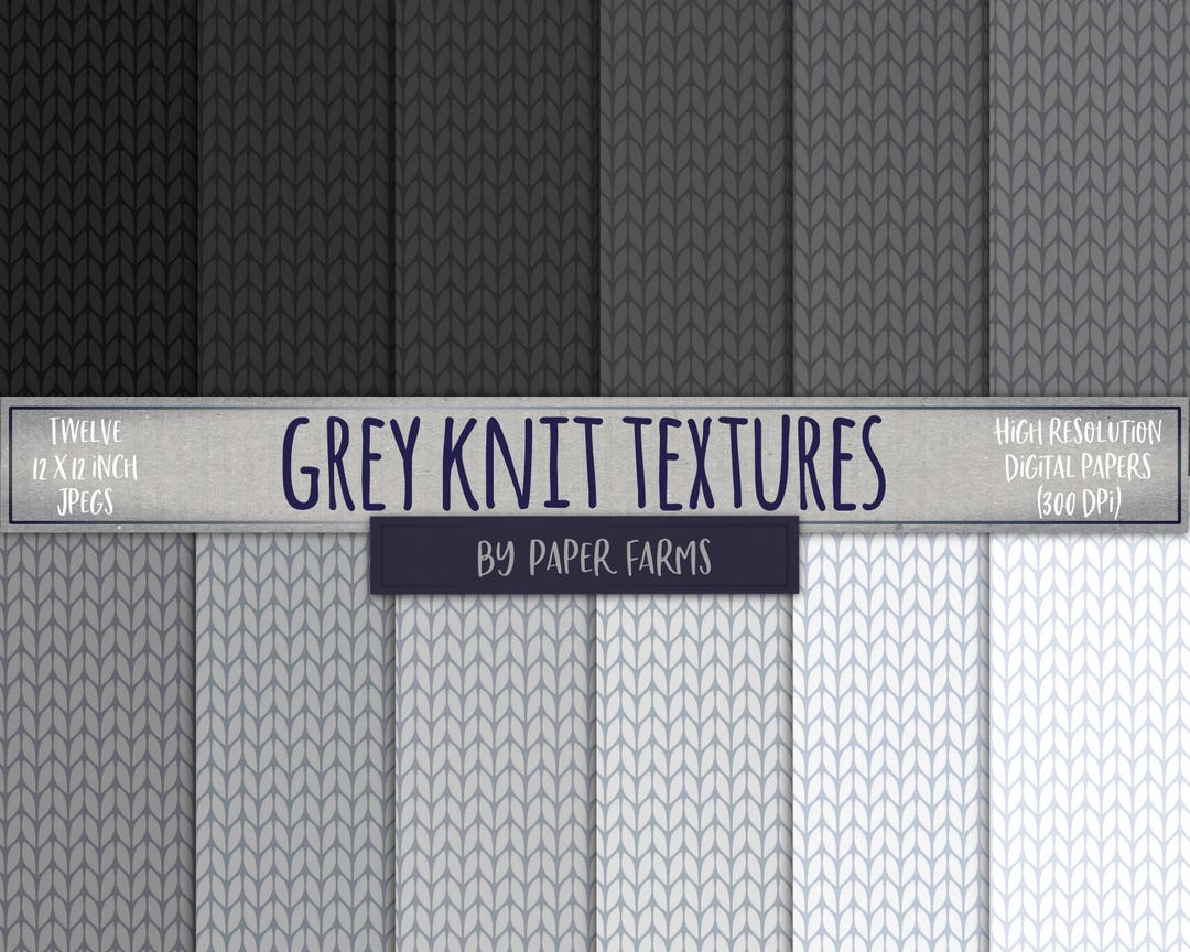 Knit Digital Paper, Knit Scrapbook Paper, Grey,gray, Knit, Knitted ...