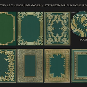 Vintage Green Book Cover, Printable Book Covers, Gold Gilding, Gilded ...