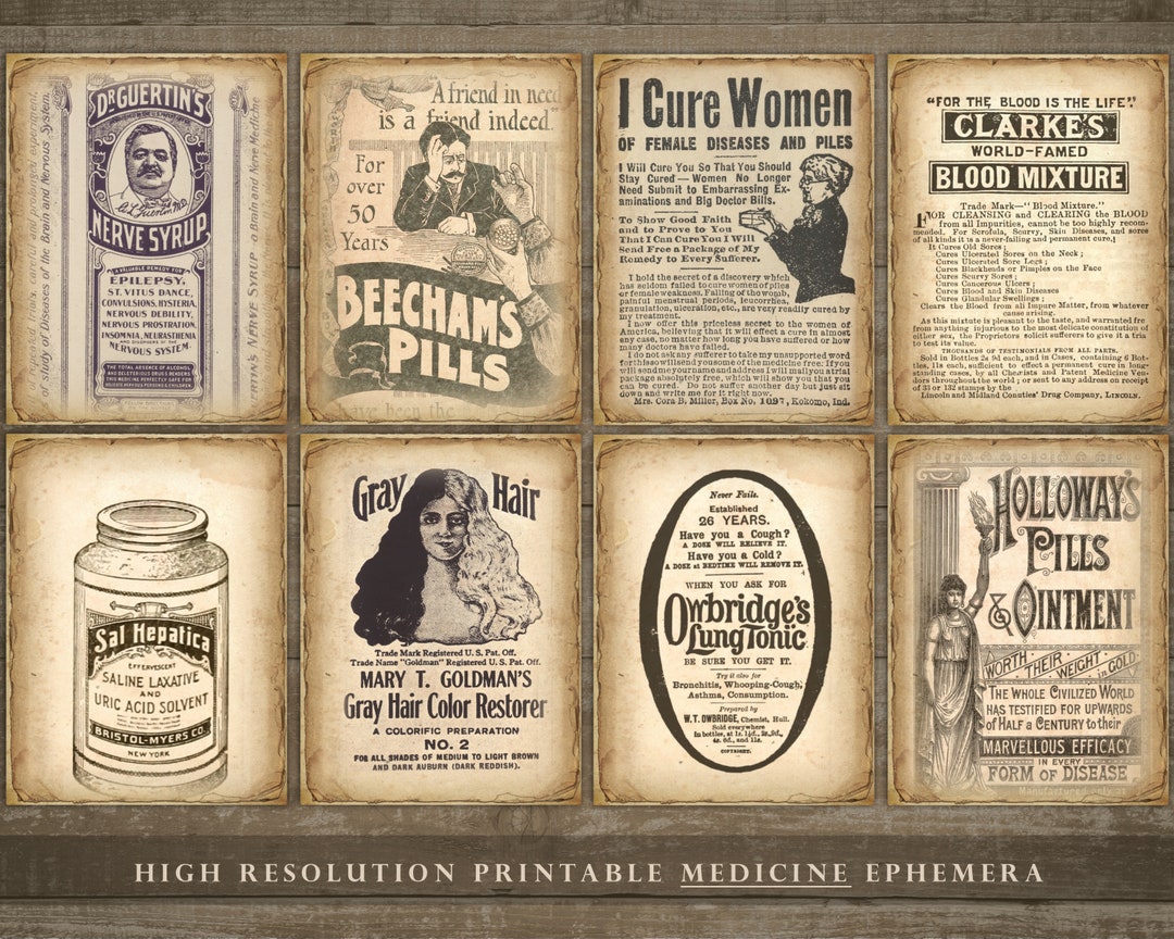 Vintage Medicine Cards, Junk Journal, ATC Cards, Scrapbook, Digital ...