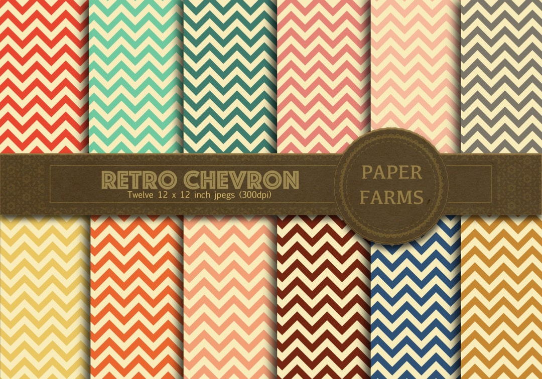 Retro Chevron Digital Paper, Chevron Digital Paper, Chevron ...