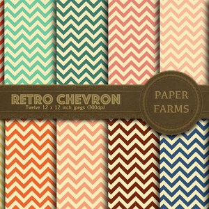 Retro Chevron Digital Paper, Chevron Digital Paper, Chevron ...