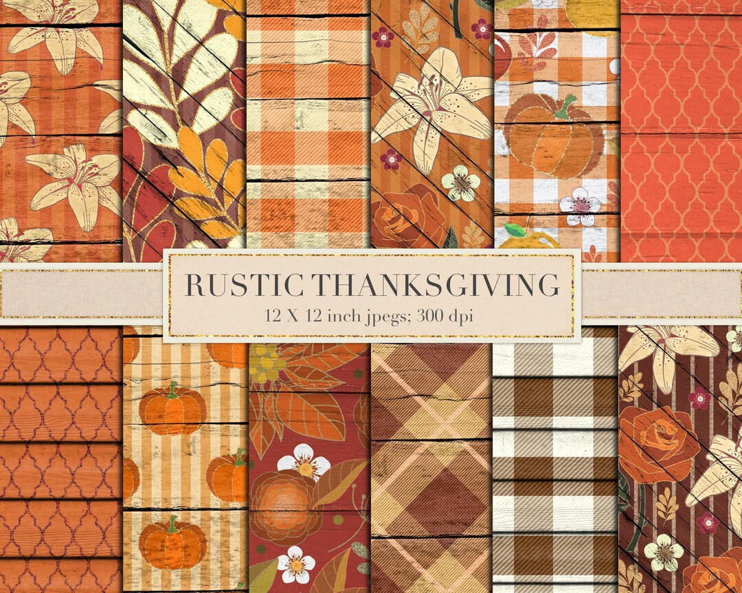 Rustic Thanksgiving Digital Paper, Thanksgiving Wood Patterns ...