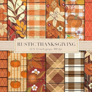 Rustic Thanksgiving Digital Paper, Thanksgiving Wood Patterns ...