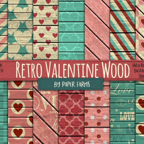 Rustic Valentine Digital Paper Scrapbook Paper Wood - Etsy