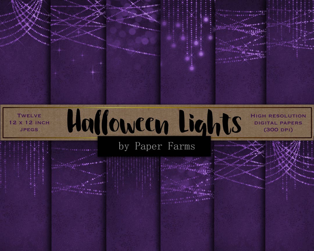 Halloween Digital Paper, Halloween Scrapbook Paper, Halloween Lights ...