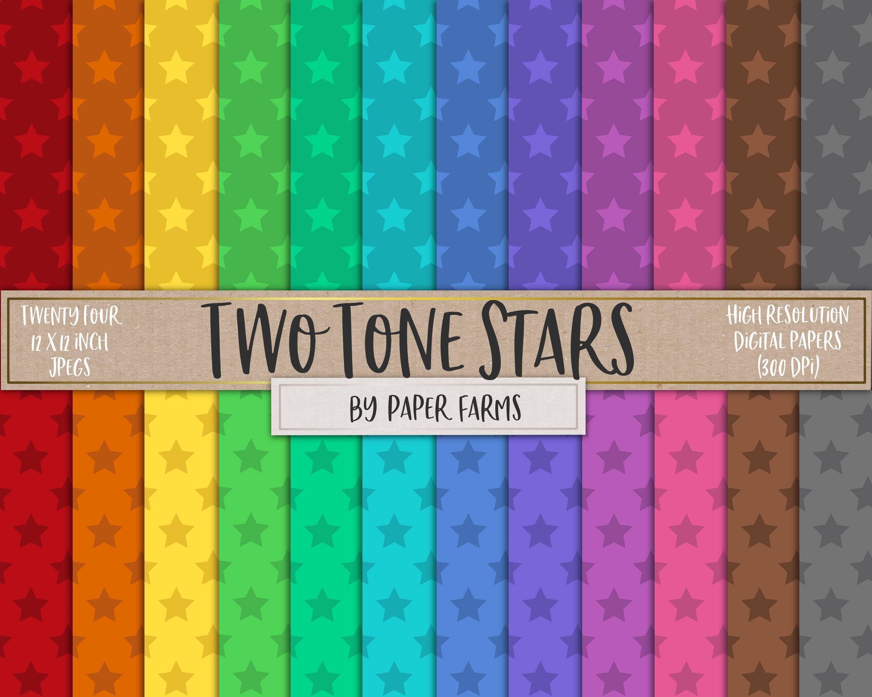 Stars Digital Paper Stars Scrapbook Paper Two-tone Stars - Etsy