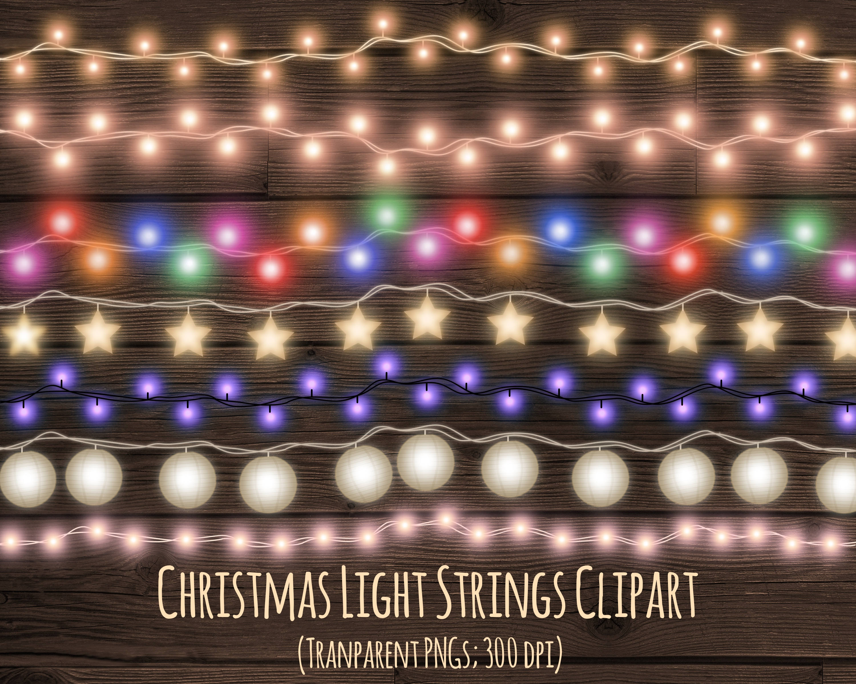 String Lights Overlays Clipart Christmas Fairy Lights - Etsy