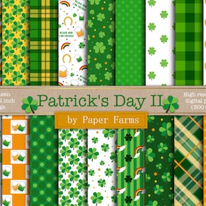 Patricks Day Digital Paper, St. Patrick, Irish Digital Paper, Shamrock ...
