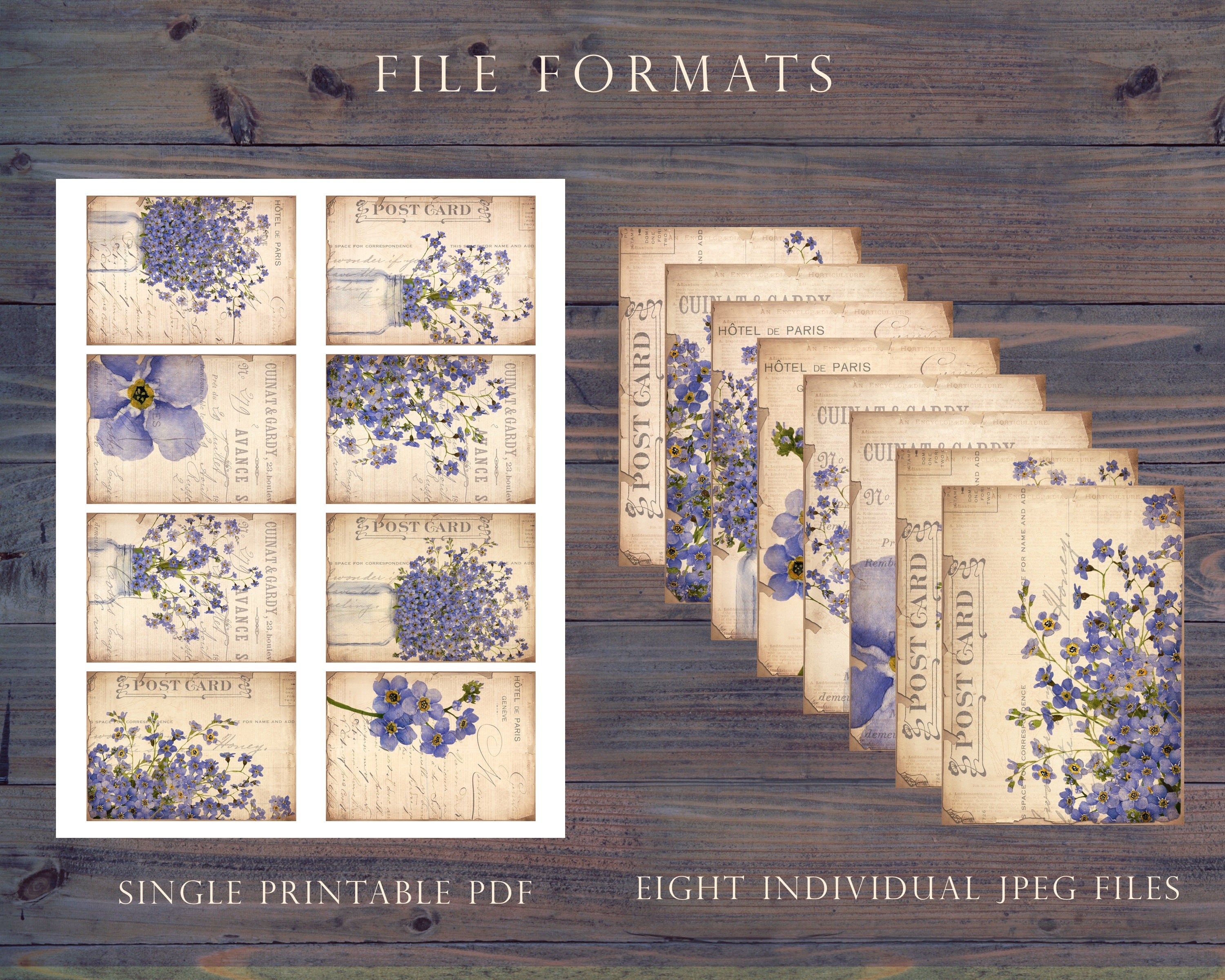 Forget-me-nots Atc Cards, Small Collage Sheets, Junk Journal Sheets ...